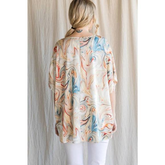 JODIFL | Tops | New Jodifl Swirl Print Oversized Satin Top In Multi ...